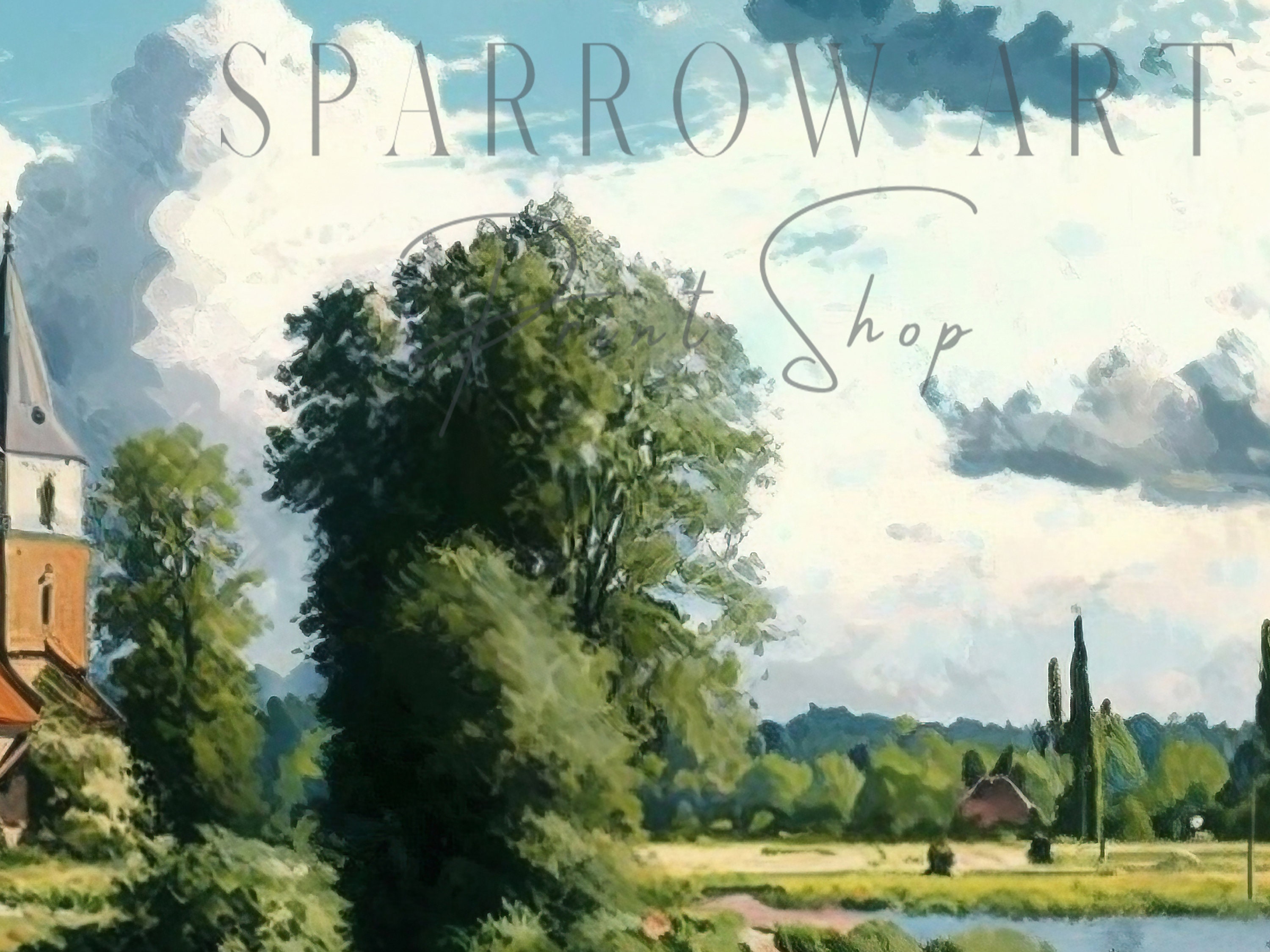 Little Church Classical European Church Landscape, Downloadable Art ...