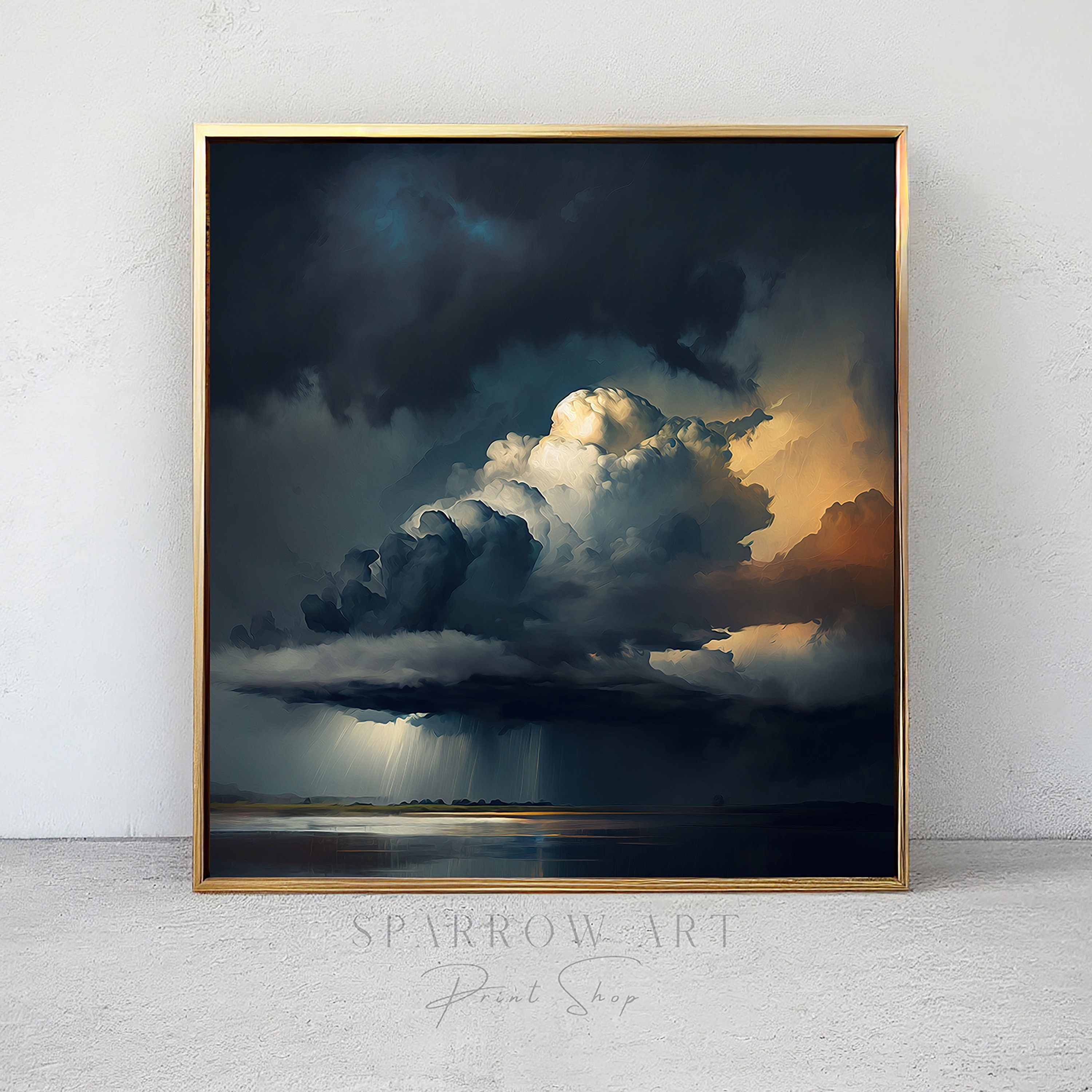 Approaching Storm Moody Cloud Painting, Printable Sky Wall Art, Downloadable Landscape Home ...