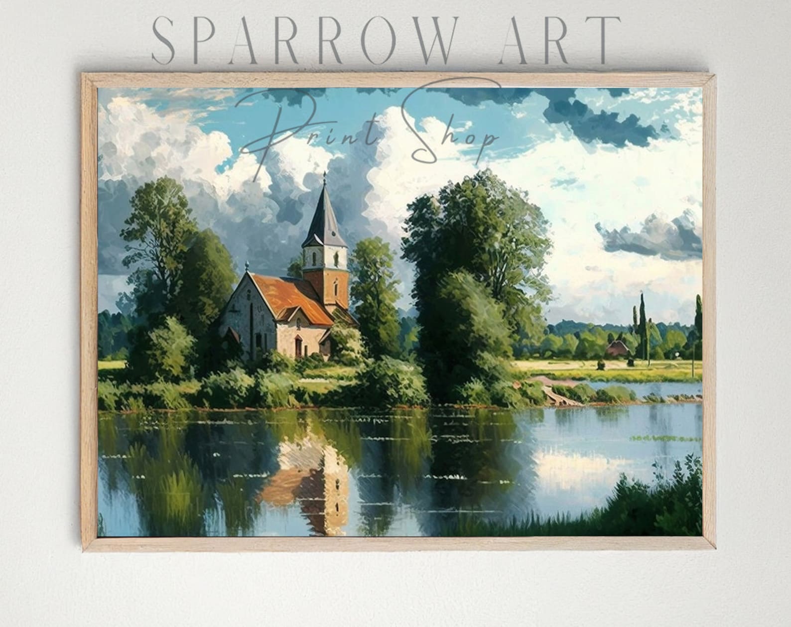 Little Church Classical European Church Landscape, Downloadable Art ...