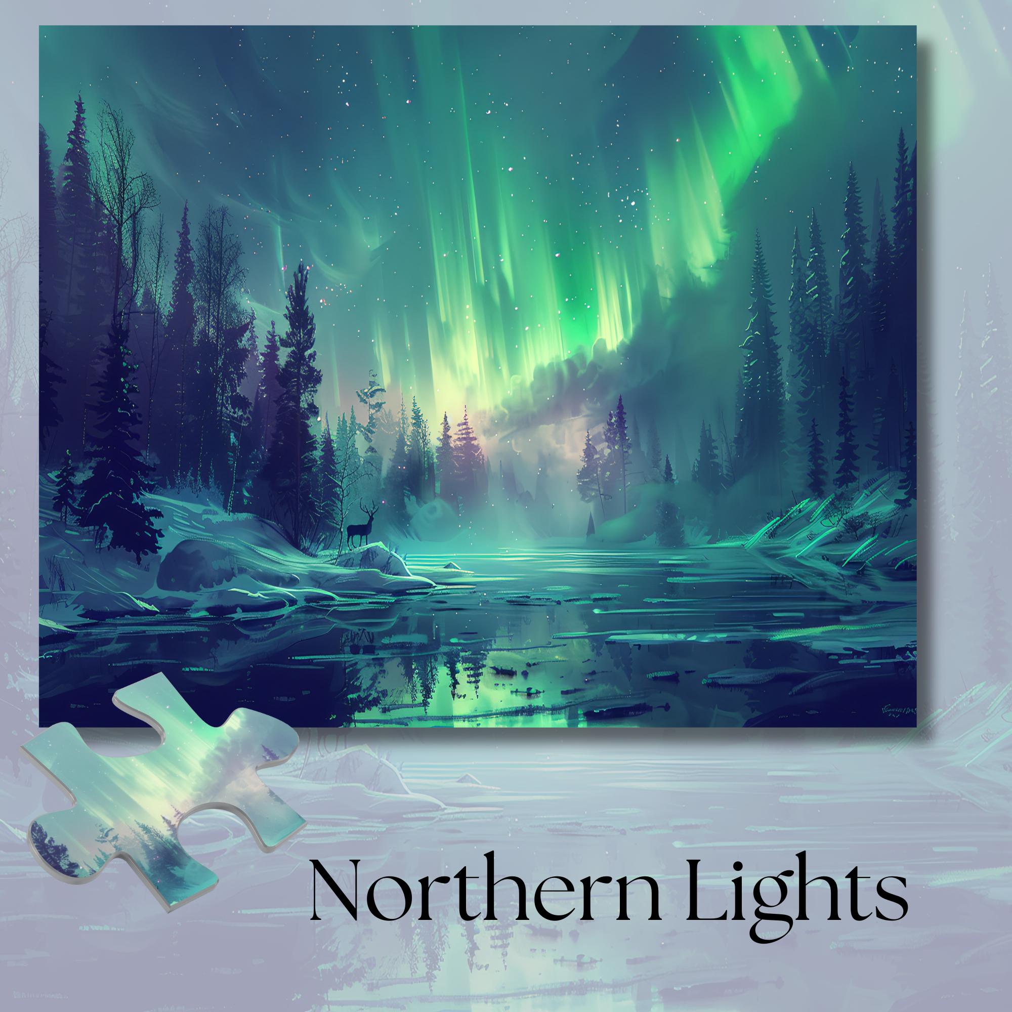 Aurora Borealis Jigsaw Northern Lights 520 Piece Jigsaw Puzzle Snowy ...