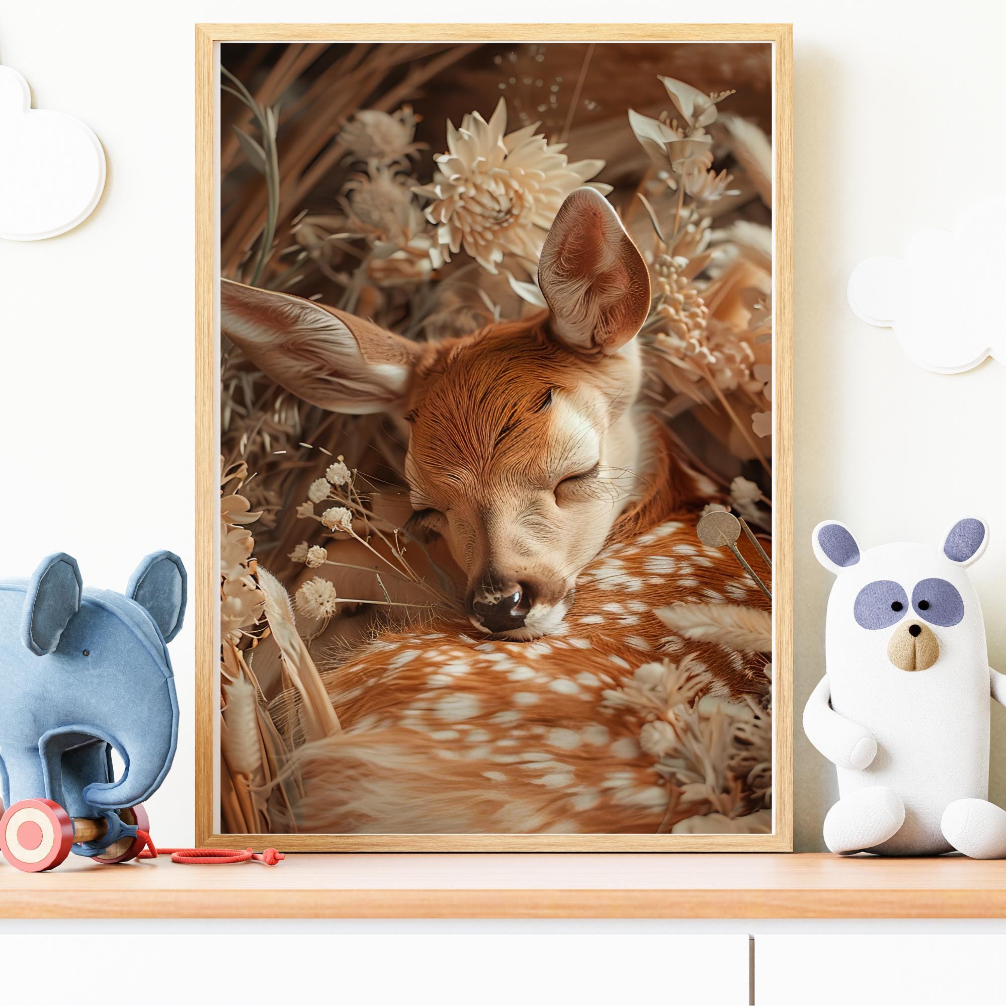 Sleeping Fawn Wall Art Set - Woodland Nursery Prints - 2-piece Set ...
