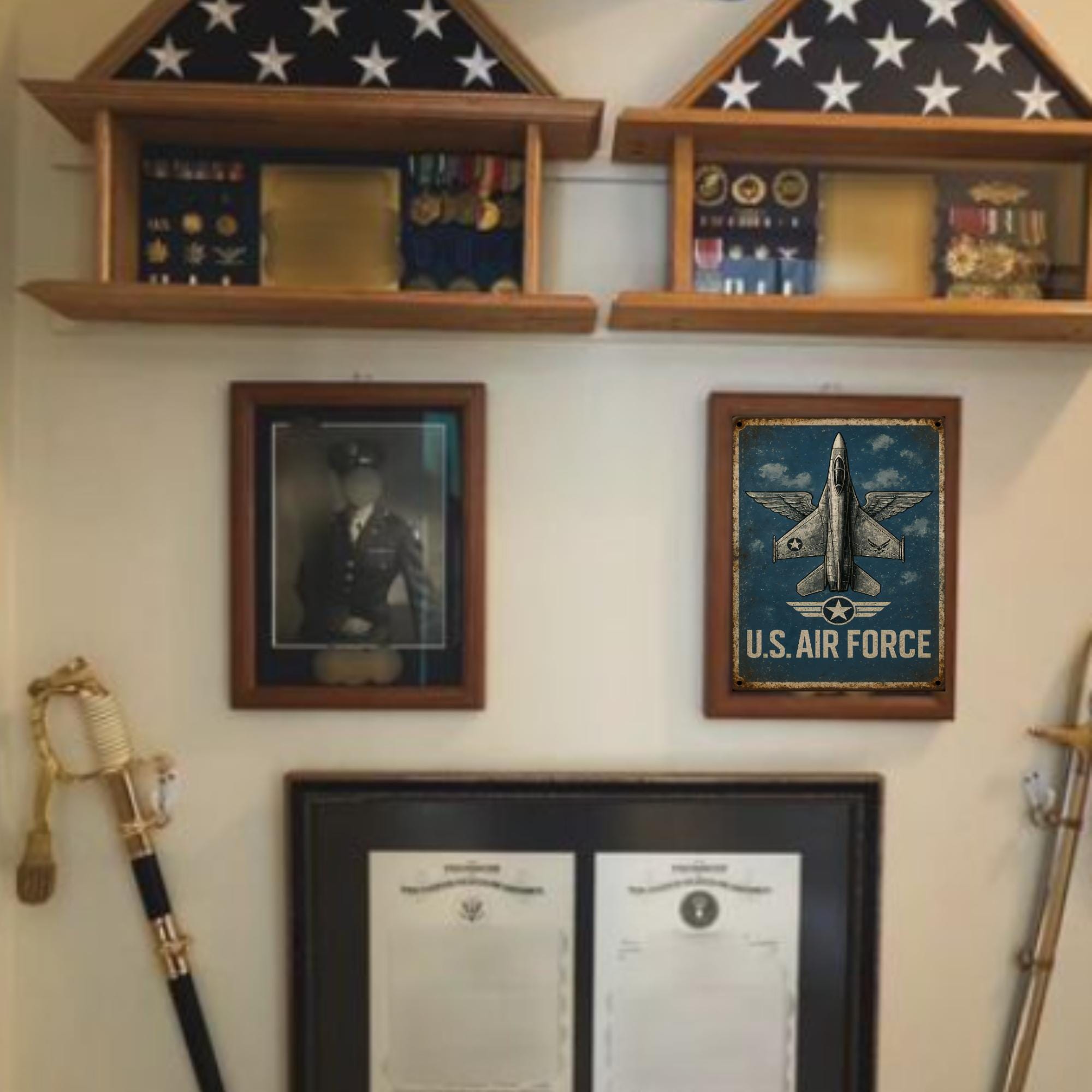 U.S. Air Force Wall Art, Vintage Jet Metal Sign 8x10 | Patriotic Air ...