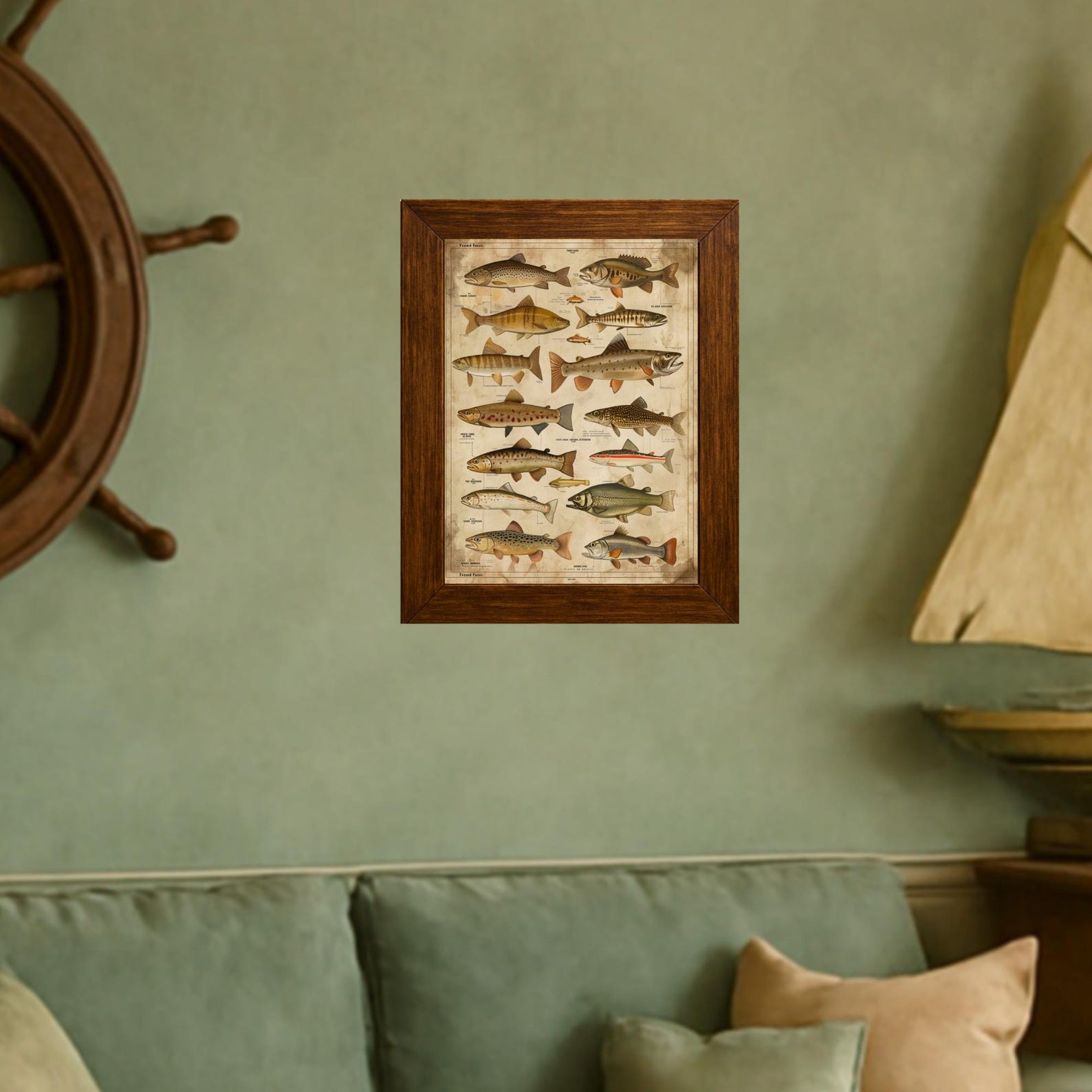 Vintage Fish Chart Wall Art Rustic Charm Vintage-style Illustrated ...