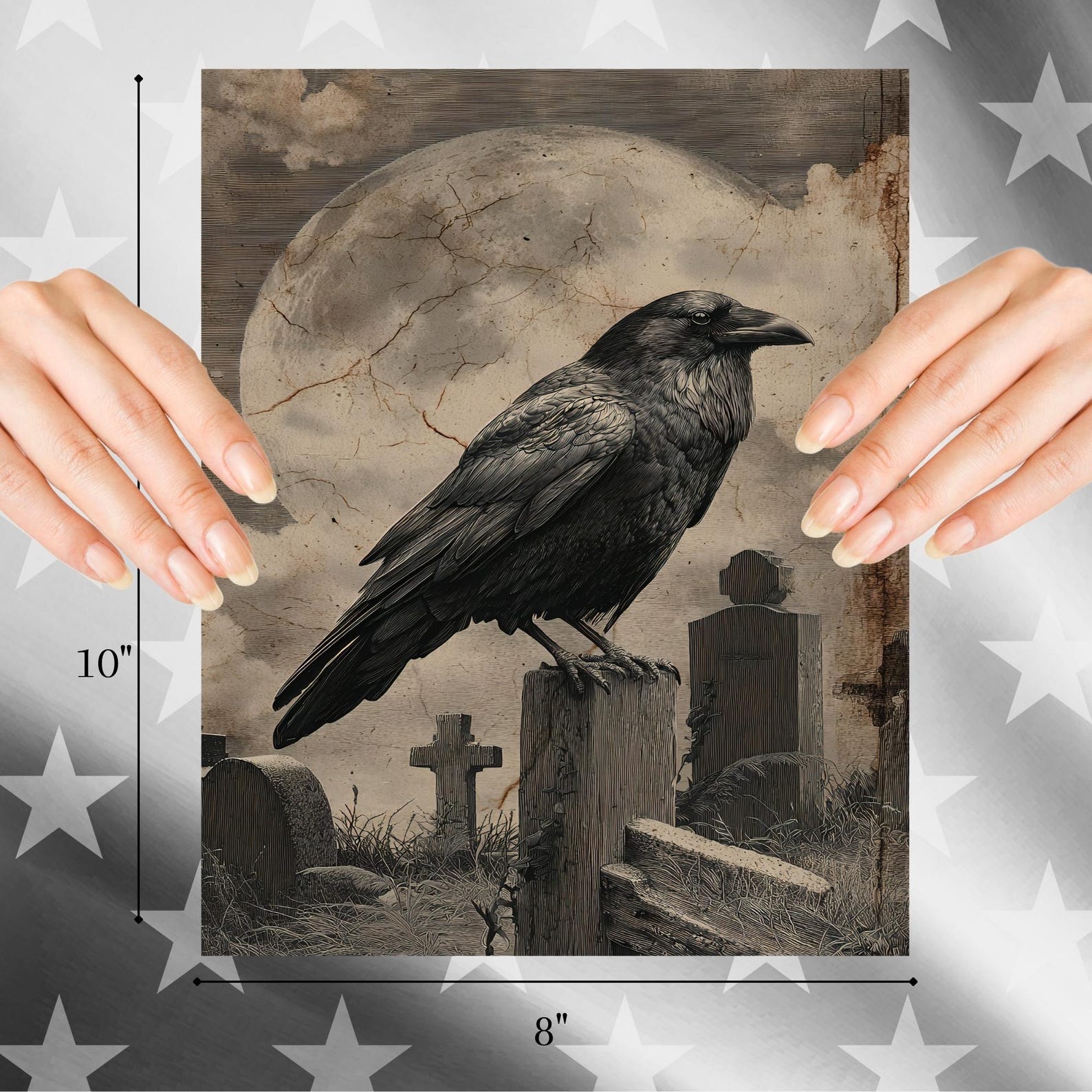 Watcher of the Grave Gothic Wall Art – 8x10 Raven Cemetery Metal Sign ...
