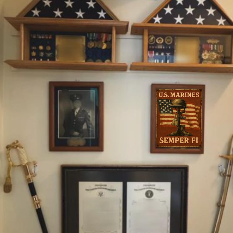 U.S. Marine Wall Art, Military Veteran Gift, Semper Fi, Fallen Soldier ...