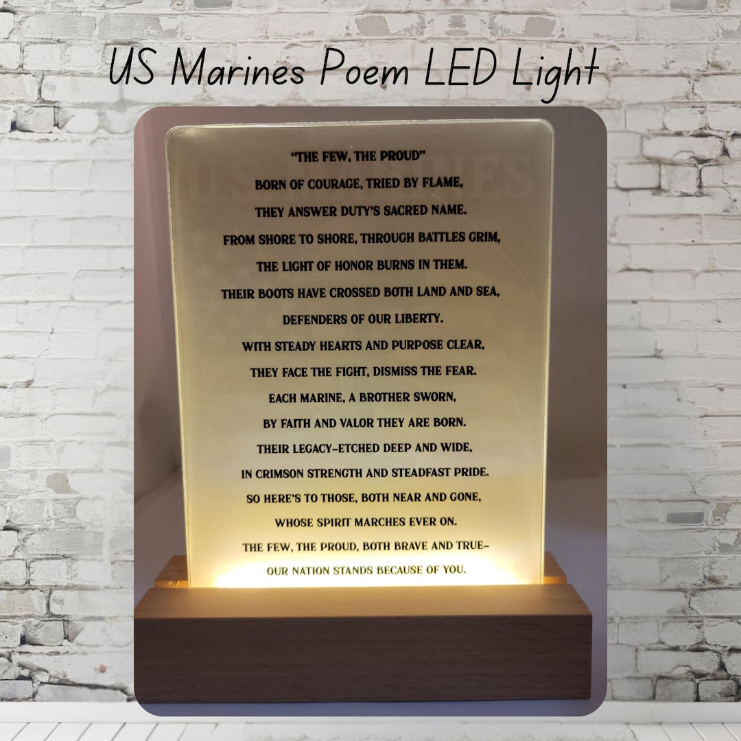 Marine Poem LED Night Light Tribute Gift, Military Decor, Veteran ...