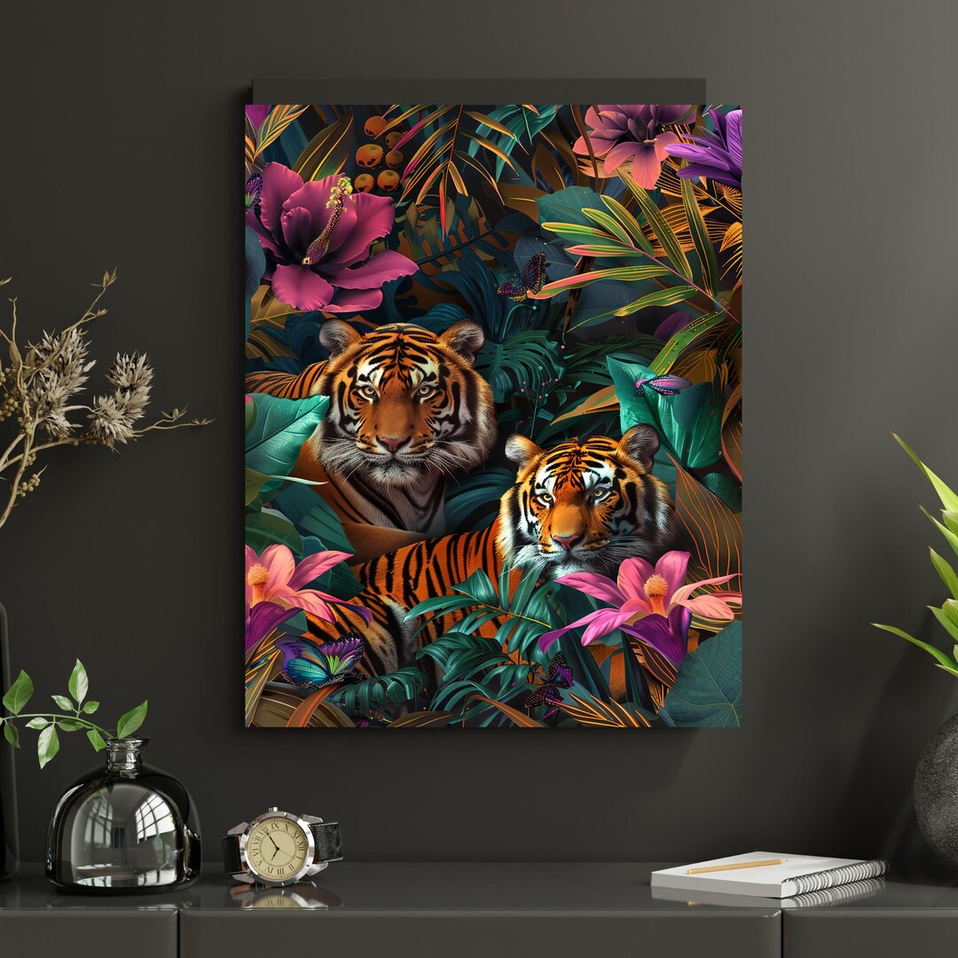 Tropical Reign Wall Art - Eclectic Maximalist Tiger Print 8x10 ...