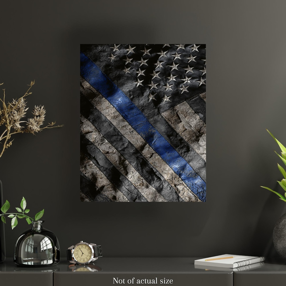 Police Blue Line, Tribute Metal Sign, First Responder Gift, Memorabilia ...