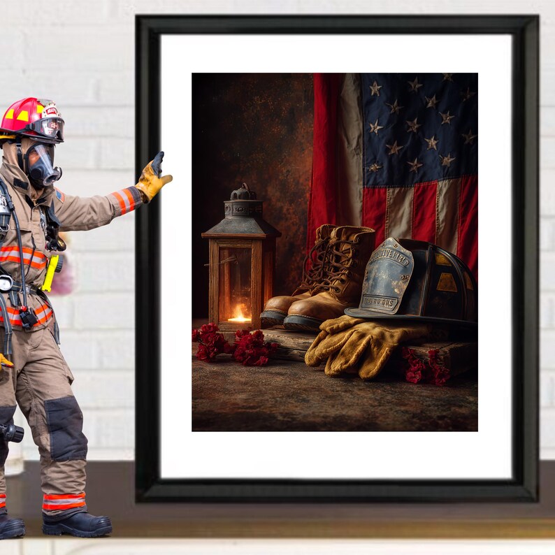 Fallen Firefighter Tribute Sign, Rustic Memorial Wall Decor, Hero ...