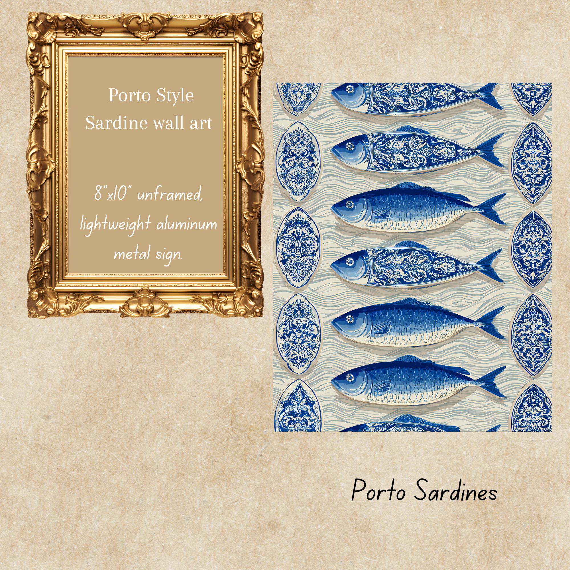 Porto Sardines Wall Art – 8x10 Blue and White Tile-style Metal Print ...