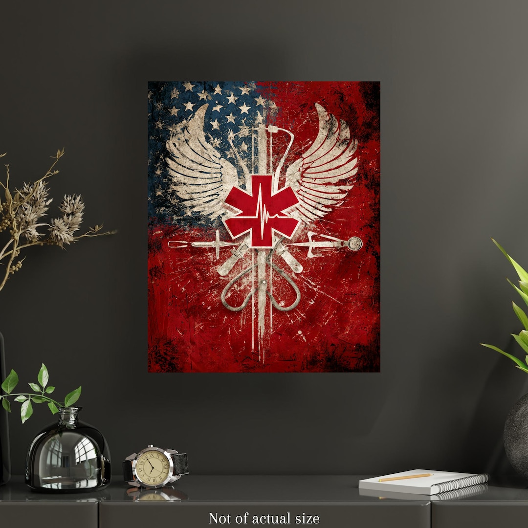 EMT EMS Tribute Sign With Star of Life Wings, EMT Wall Art, First ...