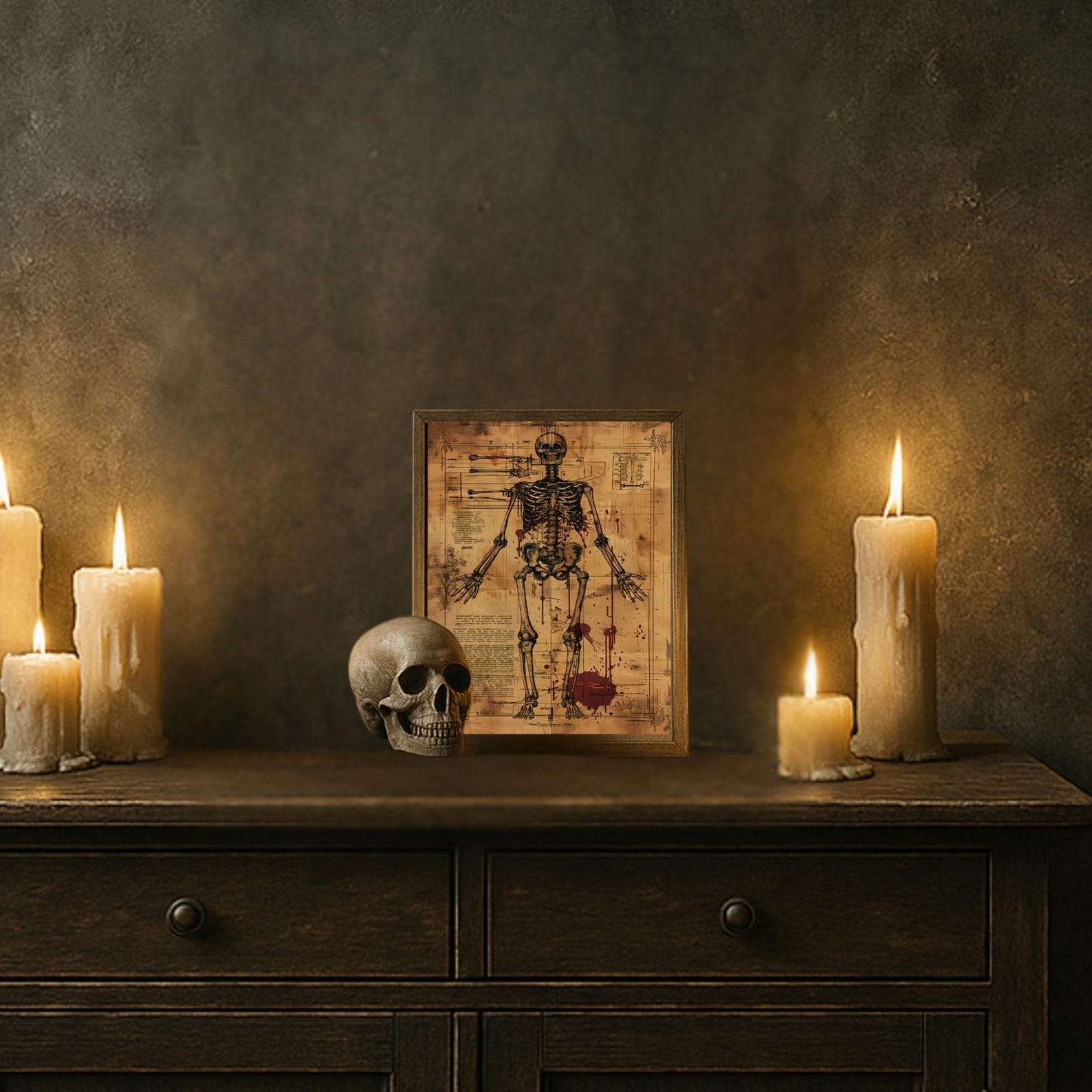Fragmented Bones Metal Sign, 8x10 Vintage Anatomy Skeleton Wall Art ...