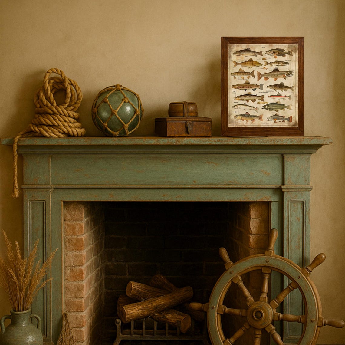 Vintage Fish Chart Wall Art Rustic Charm Vintage-style Illustrated ...