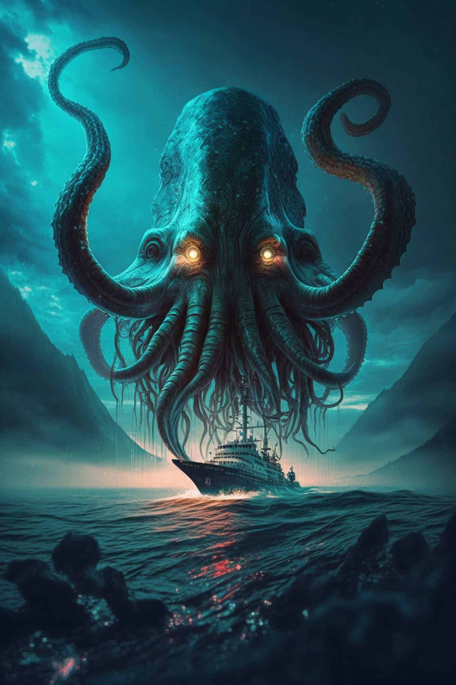 Ovecraftian Digital Art: Summon the Power of Cthulhu and Kraken - Etsy