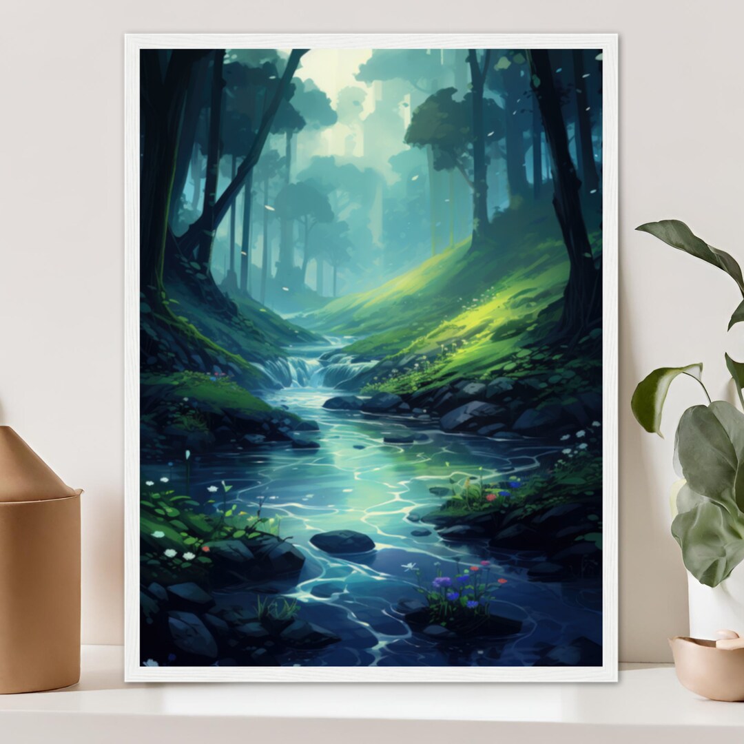 Enchanted Fairytale Forest Poster, Magical Forest Scene, Mystical ...