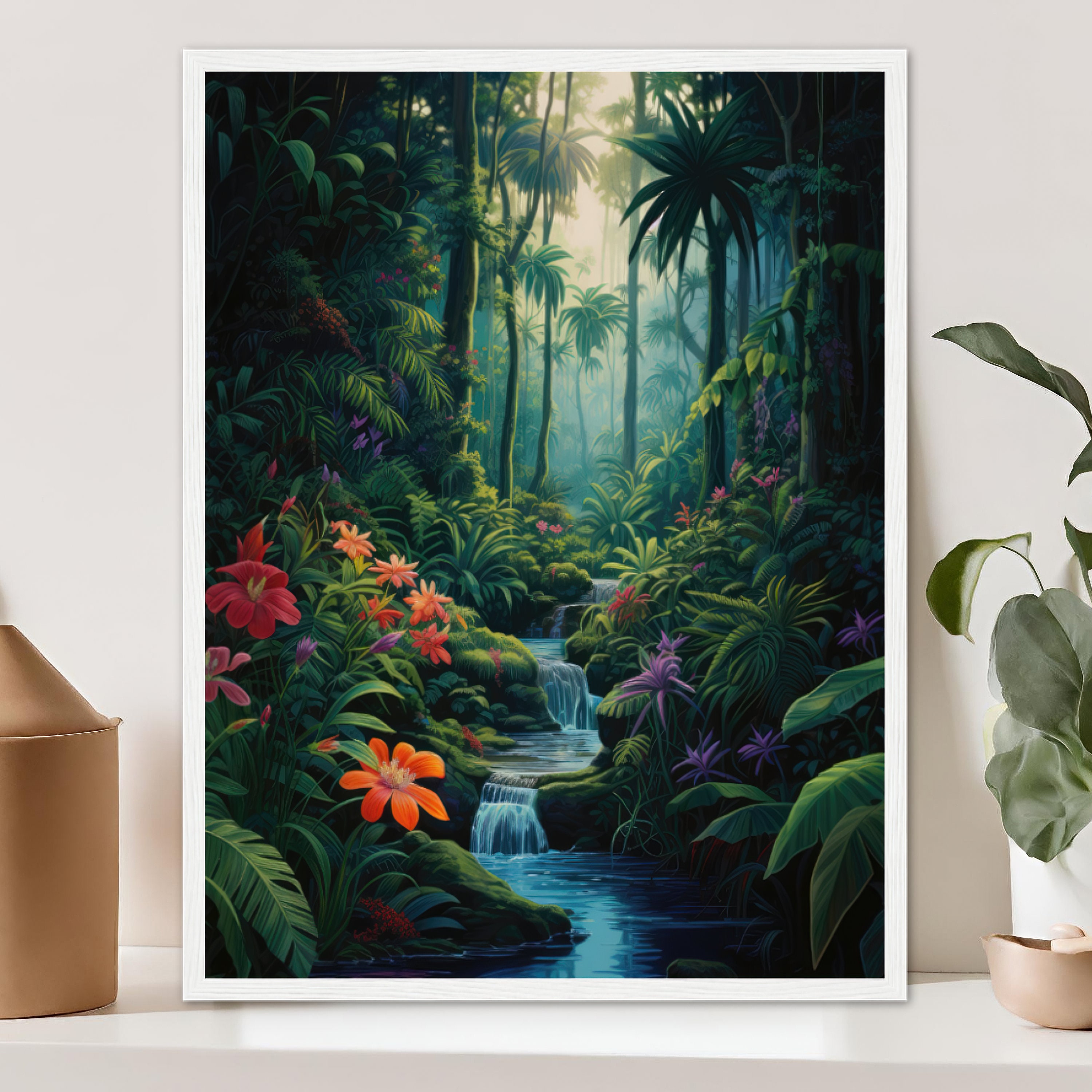 Tropical Rainforest Poster, Jungle Paradis Print, Lush Green Landscape ...