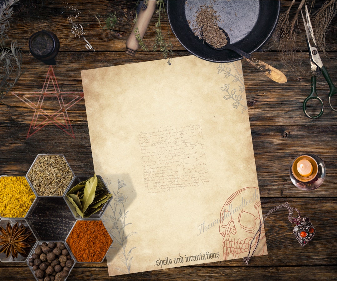Spells and Incantations Unlined Page, Book of Shadows, Witchcraft ...