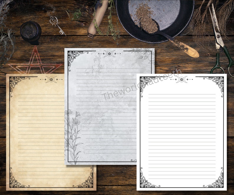 Spells and Incantations Lined Page, Book of Shadows, Witchcraft, Pagan ...