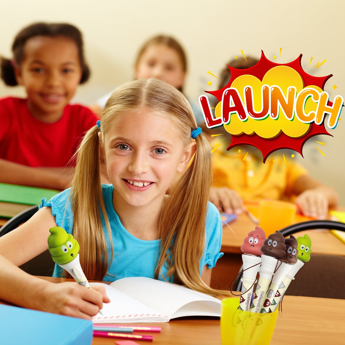 Poop Face Launching Poop Pen, Cute Unique Kids Adults Office Supplies ...