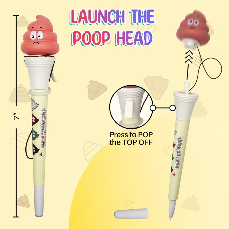 Poop Face Launching Poop Pen, Cute Unique Kids Adults Office Supplies ...