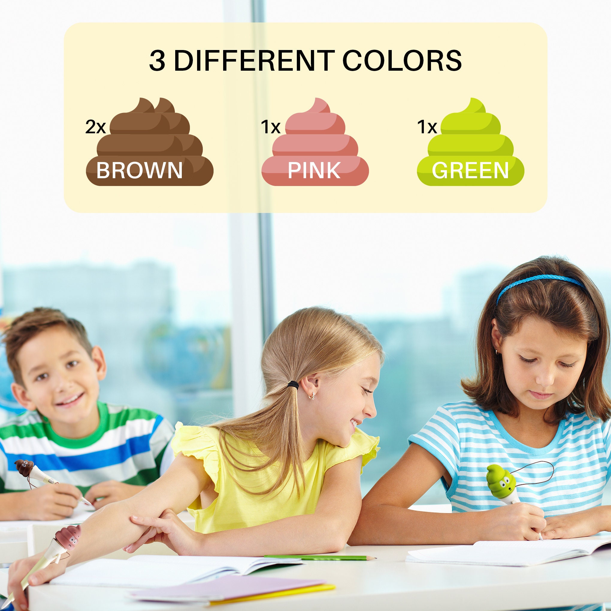 Poop Face Launching Poop Pen, Cute Unique Kids Adults Office Supplies ...