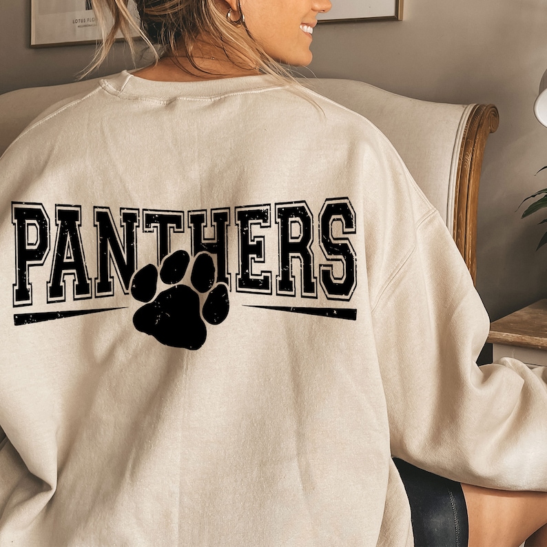 Panthers SVG PNG DXF, Distressed Panther Paw Shirt Sublimation Design ...