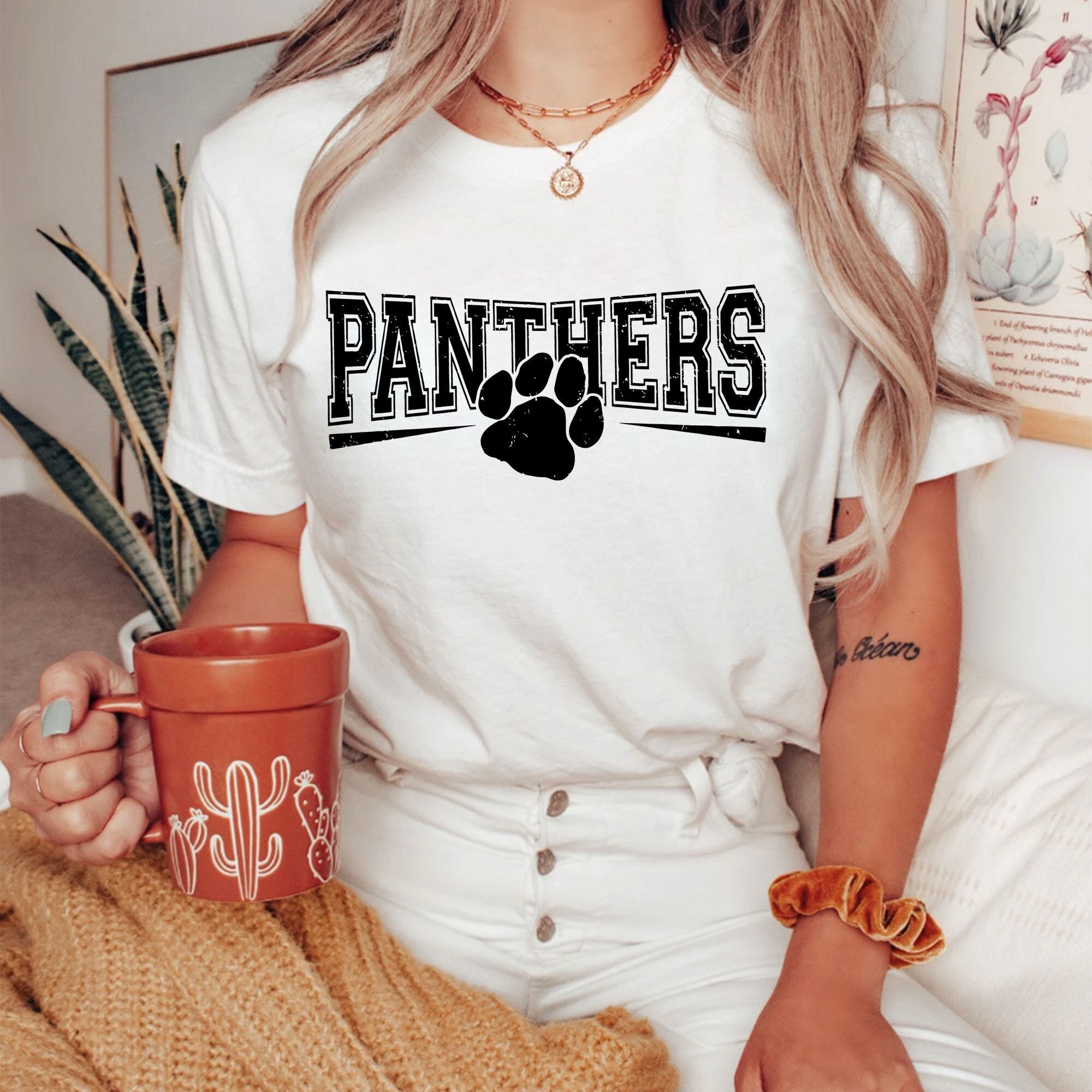 Panthers SVG PNG DXF, Distressed Panther Paw Shirt Sublimation Design ...