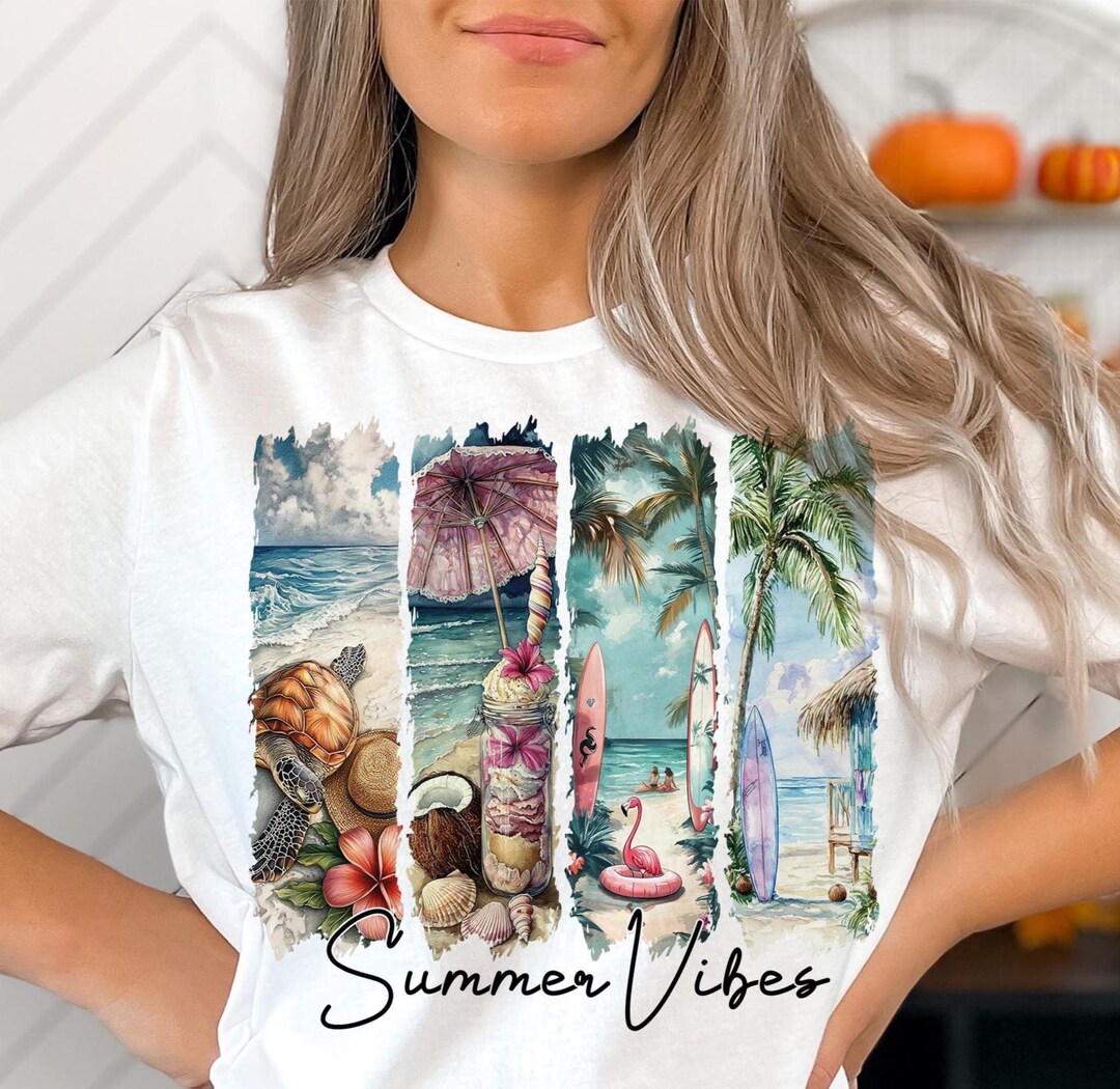 Summer Vibes PNG, Retro Summer Png, Beach Scene Sublimation PNG, Summer ...