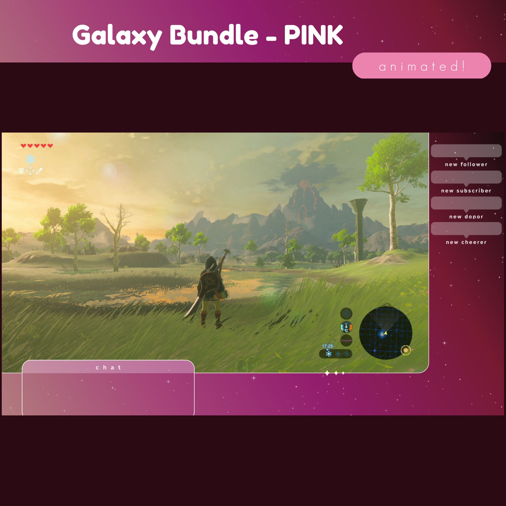 Galaxy Streamer Bundle (pink) - Stream Screens, Overlays, Transition ...