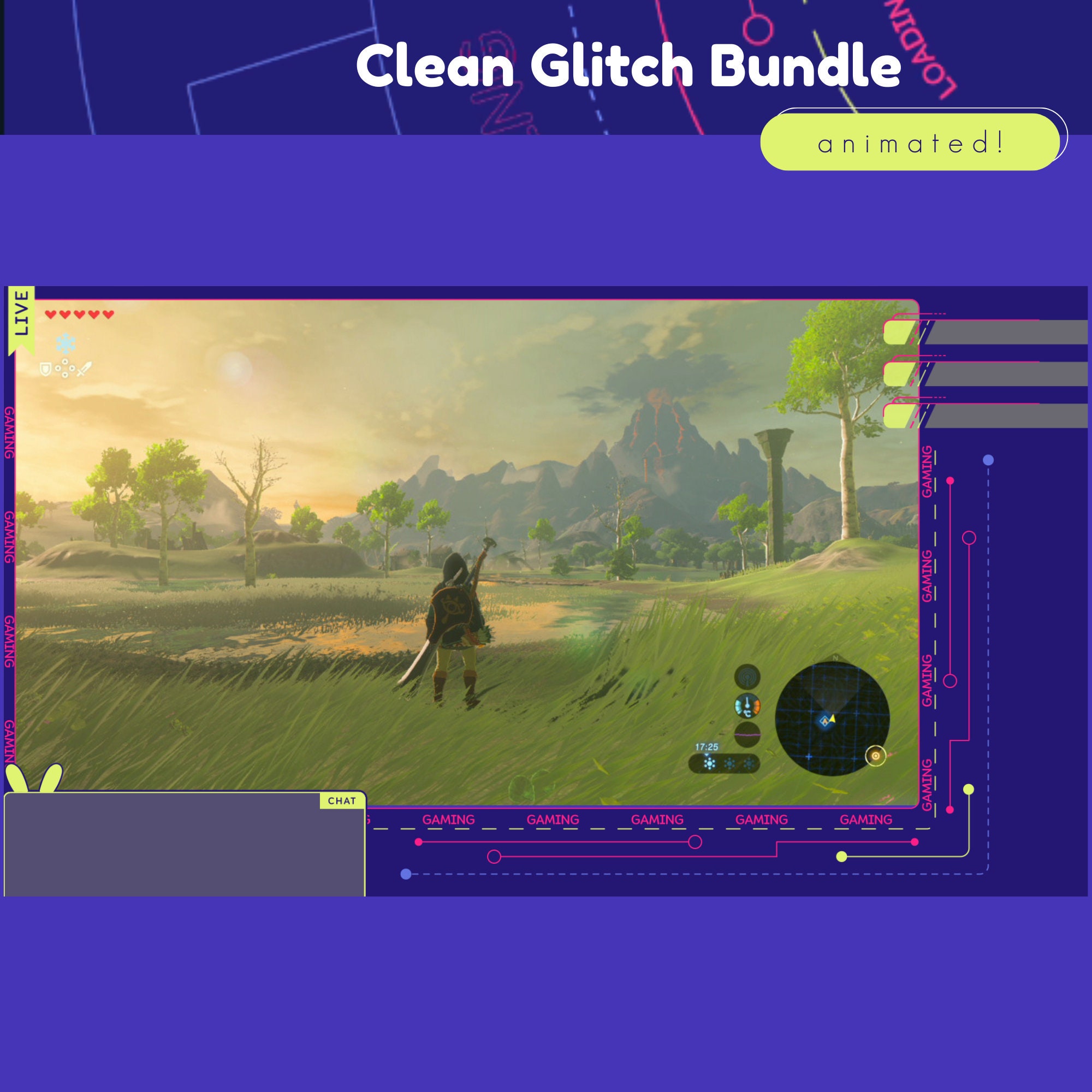 Glitch Streamer Bundle (purple) - Stream Screens, Overlays, Transition ...