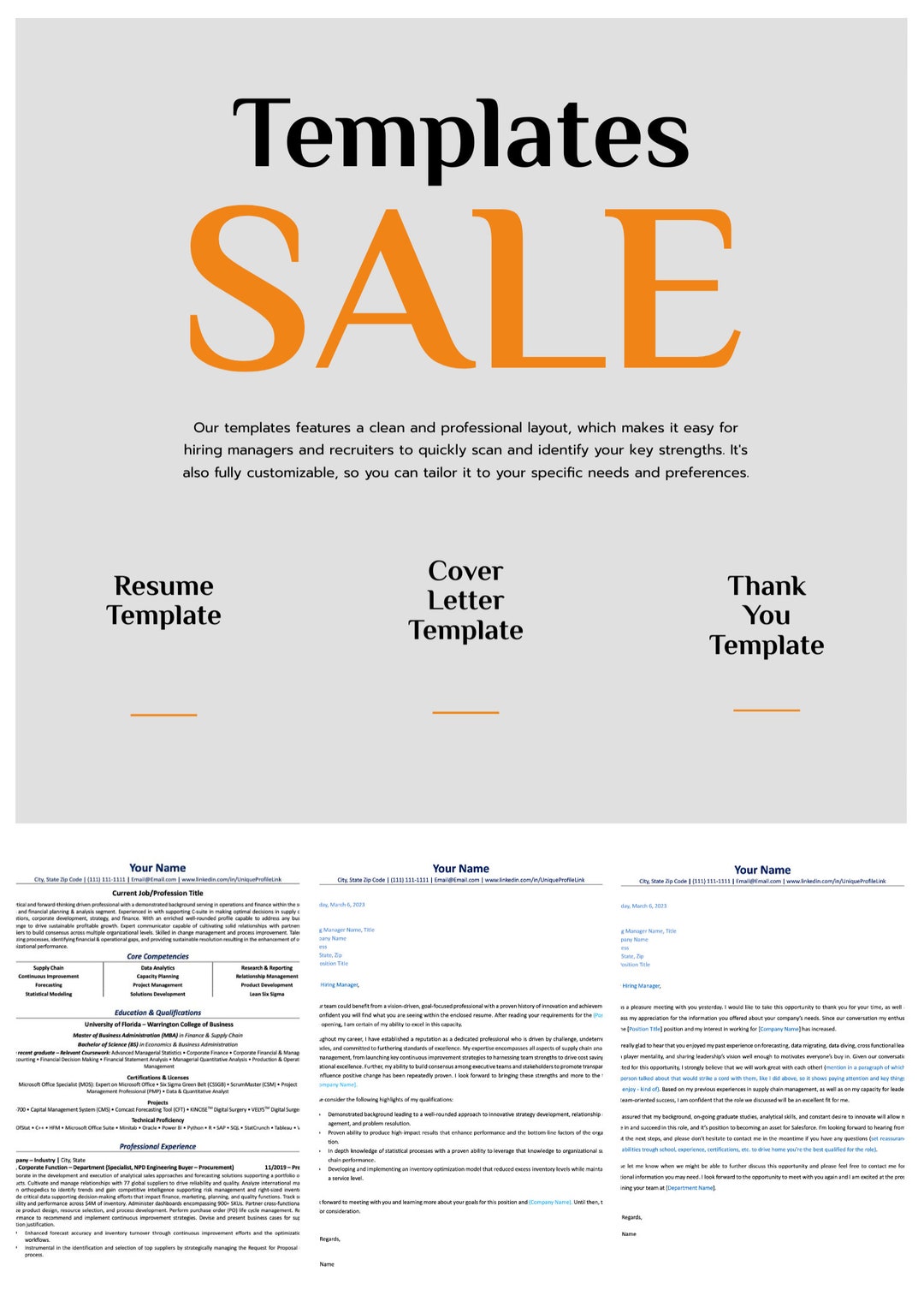 Modern Resume Template 4 Templates Resume, Cover Letter, Thank You, and ...