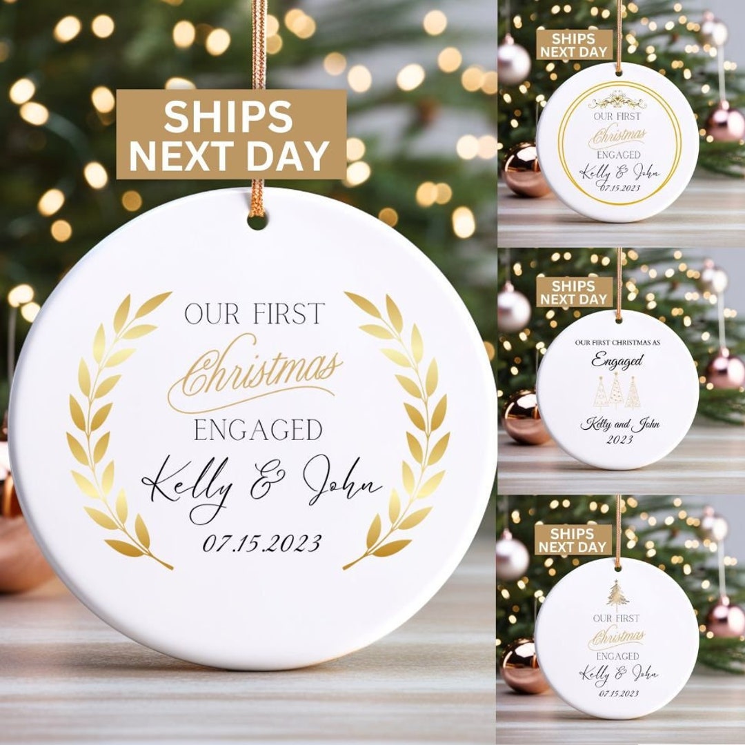 Personalized First Christmas Engaged Ornament, Custom Our First ...