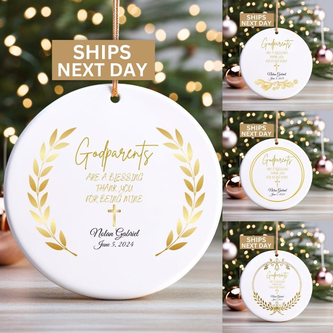 Personalized Godparents Ornament, Custom Godparents Christmas Ornament ...