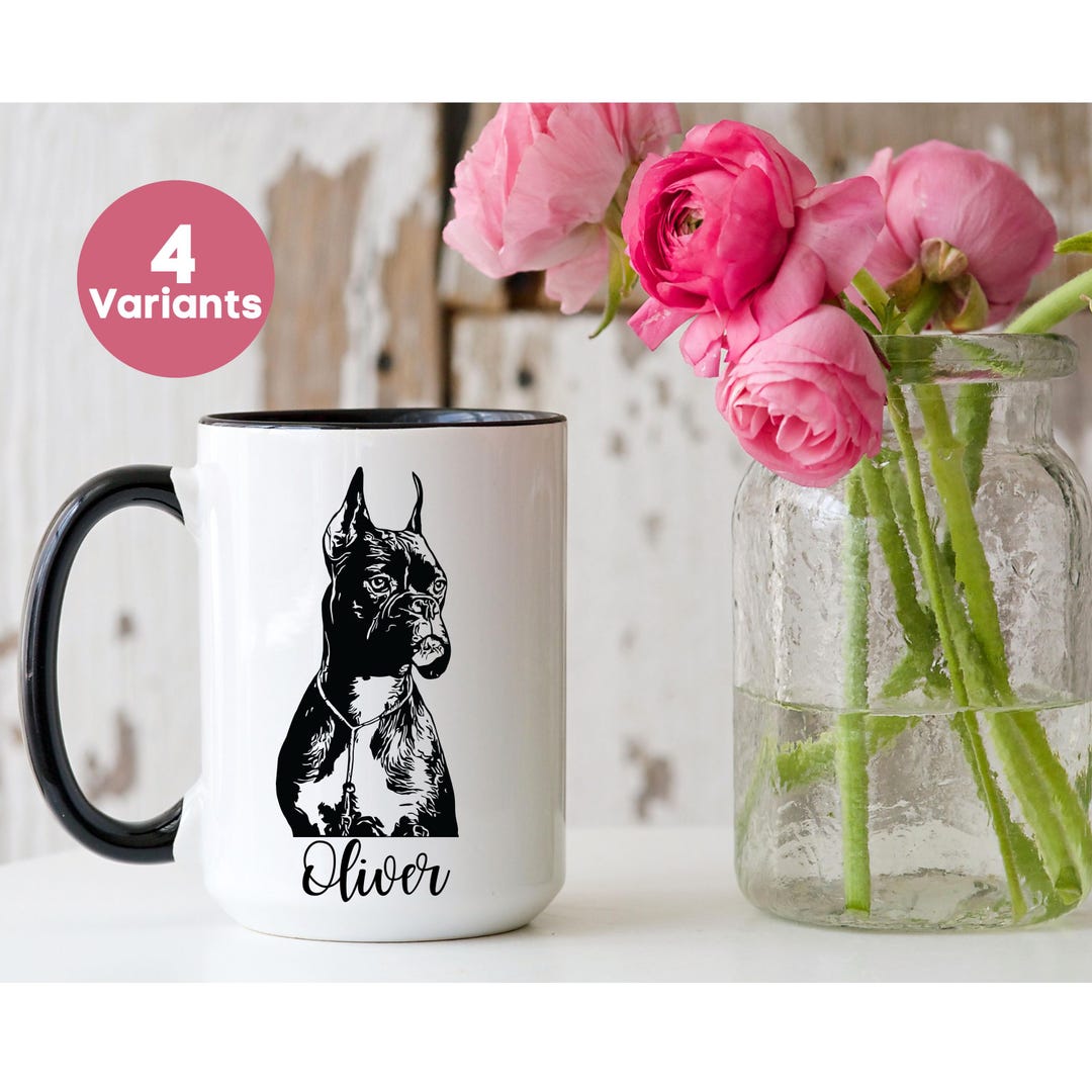 Personalized Boxer Mug, Custom Boxer Coffee Mug, Dog Mom Gift, Boxer ...
