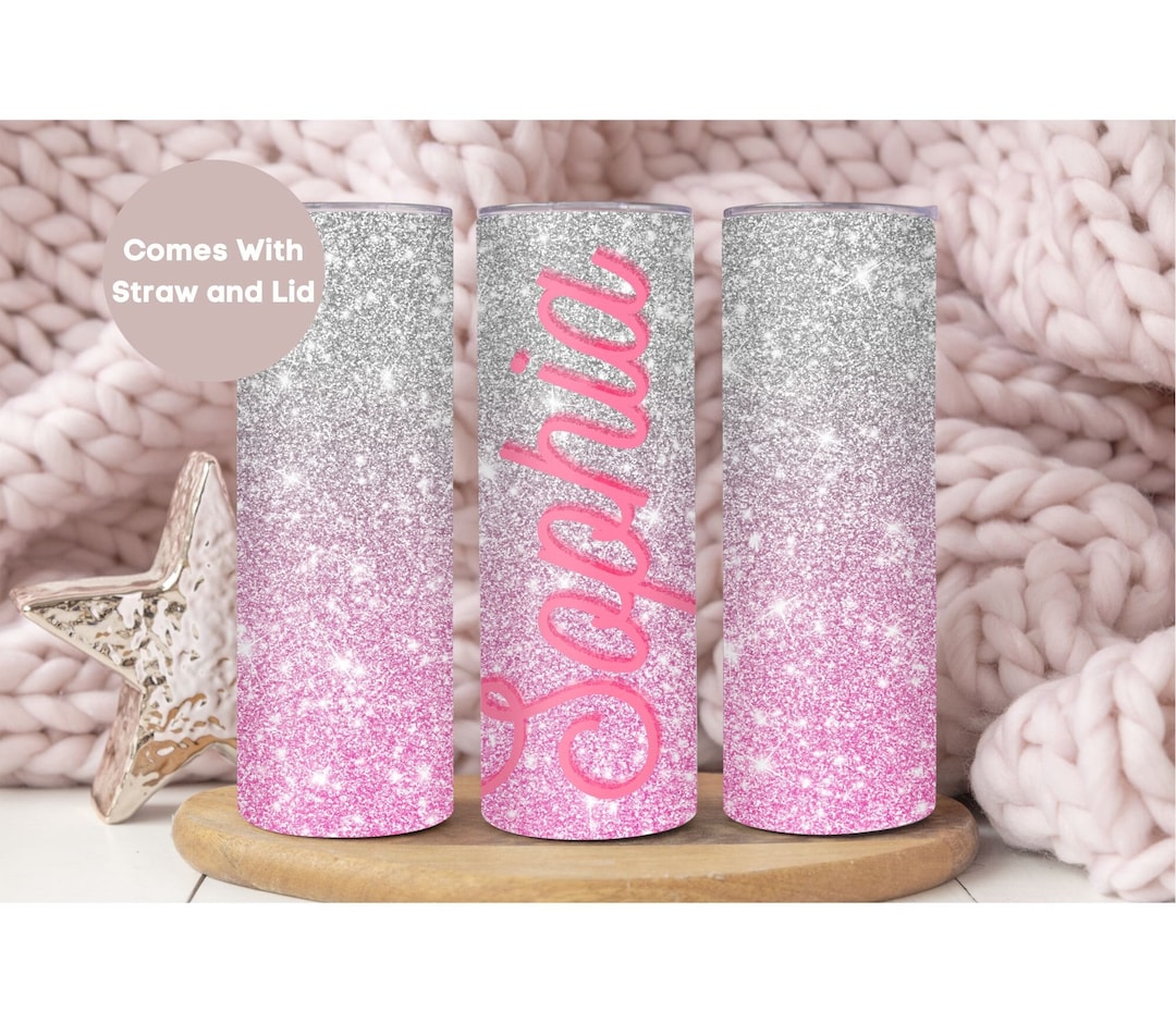 Personalized Glitter Name Tumbler With Straw and Lid, Custom Glitter to ...