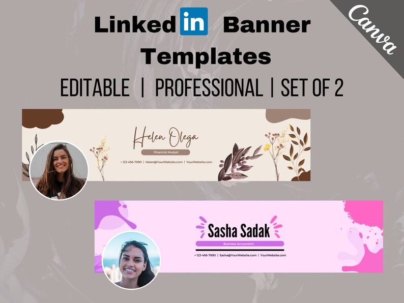 Linkedin Banner Canva Editable Template Linked In Pink - Etsy
