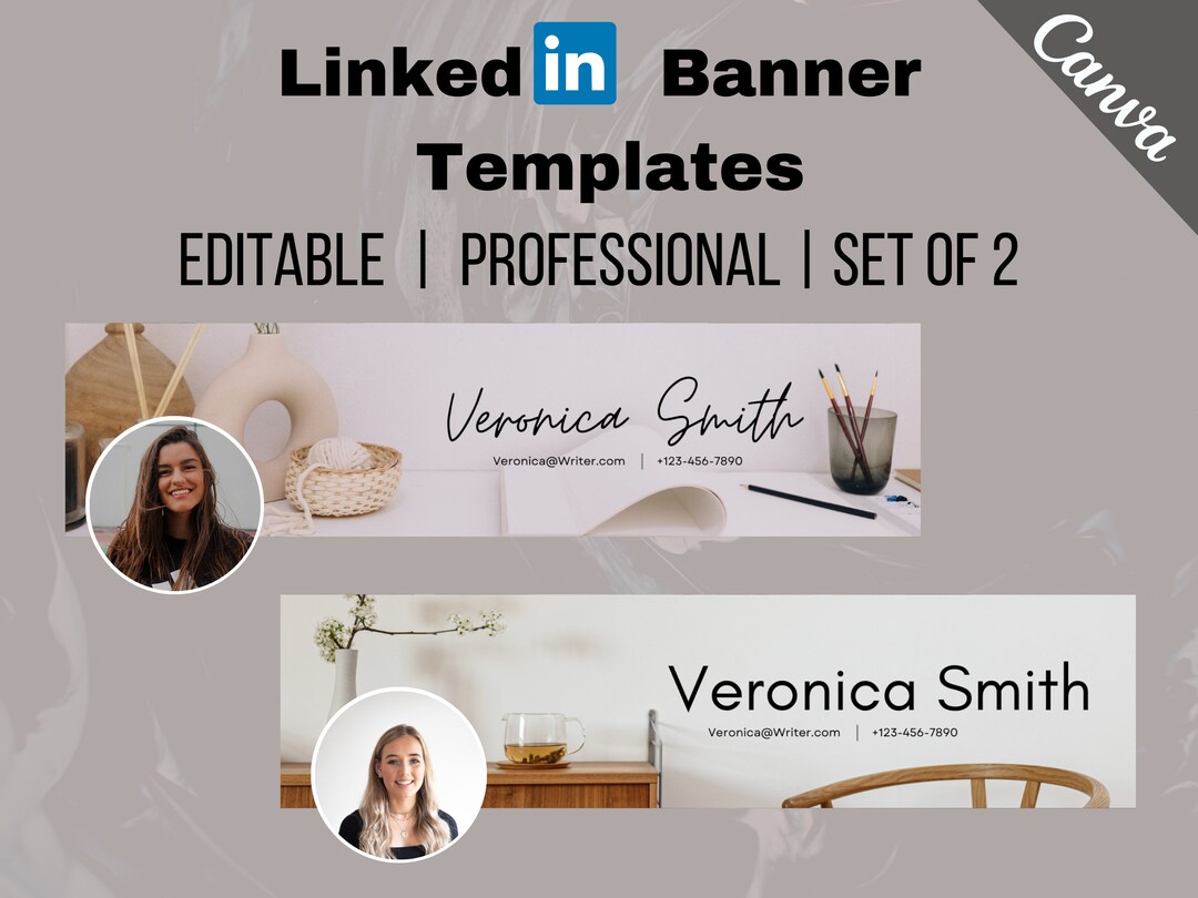 Linkedin Banner Canva, Editable Template, Minimalist Banner Design ...