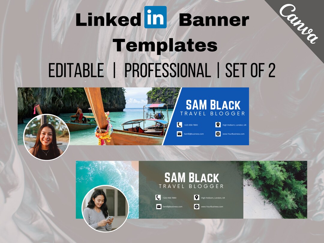 2 X Editable Linkedin Banners Canva Template, Linked In, Header ...