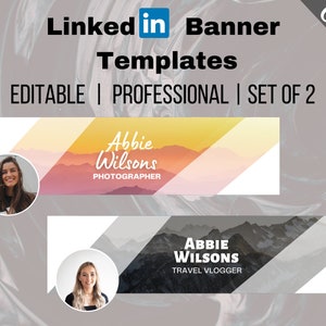 2 Modern Linkedin Banners Personalised Canva Template Linked in Orange ...