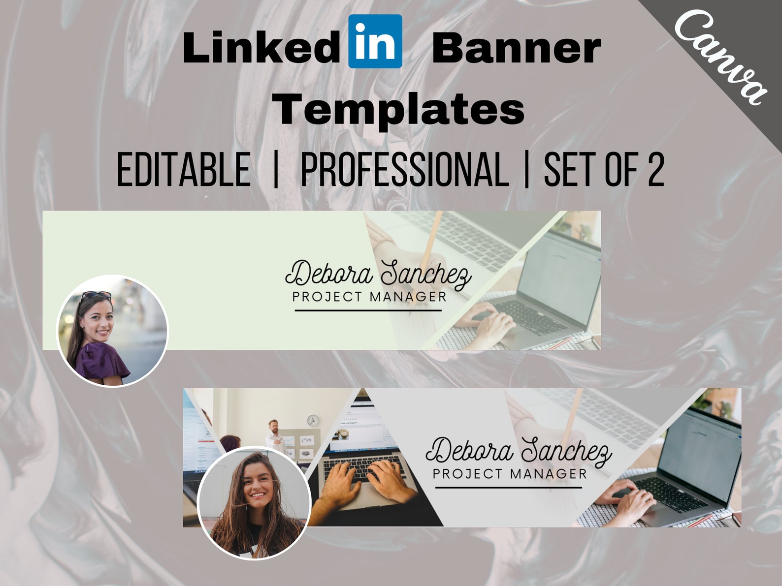 Linkedin Banner Canva Template Bundle, Edit in Canva, Professional ...