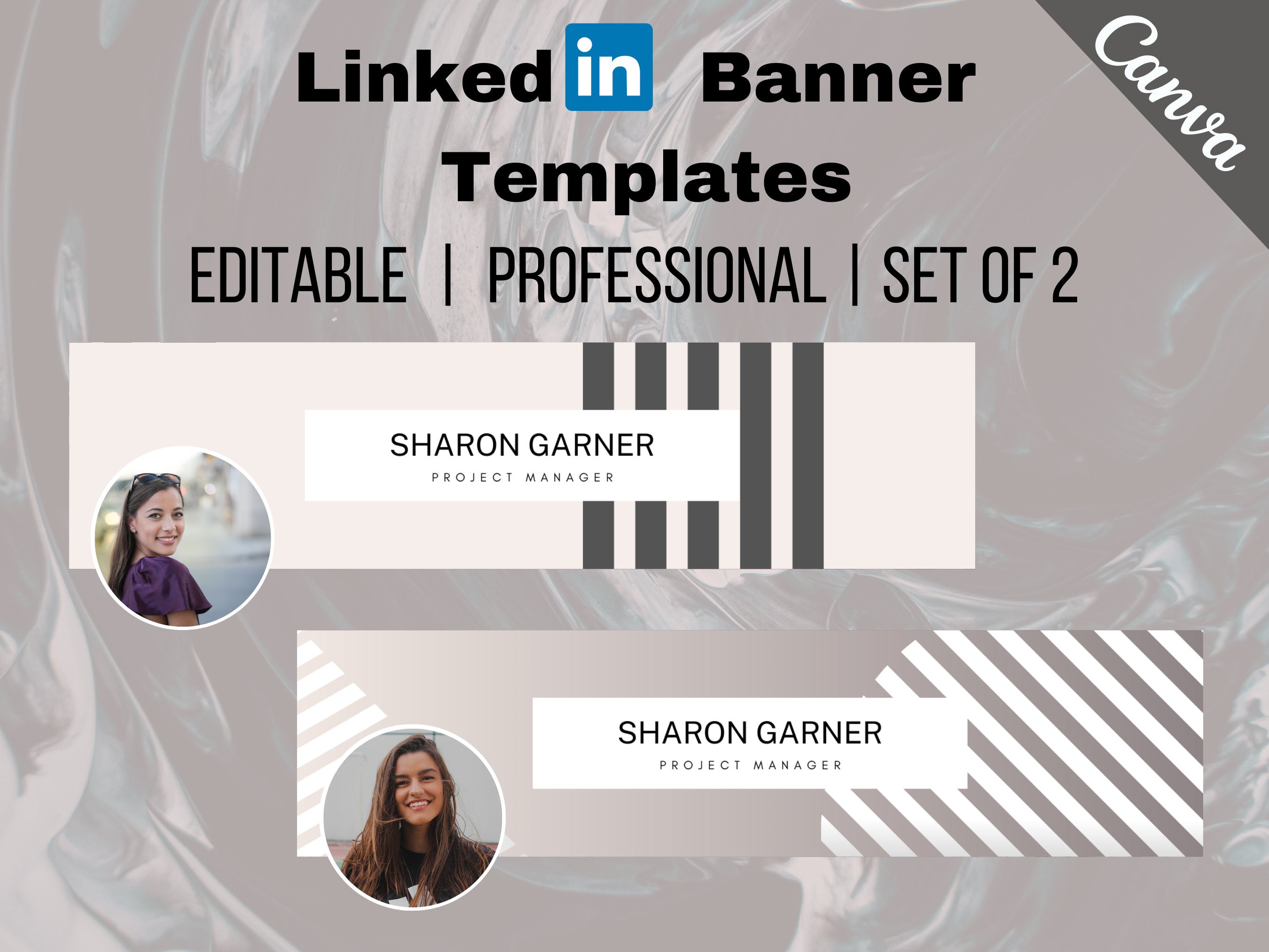 Linkedin Banner Canva Template Bundle, Edit in Canva, Professional ...