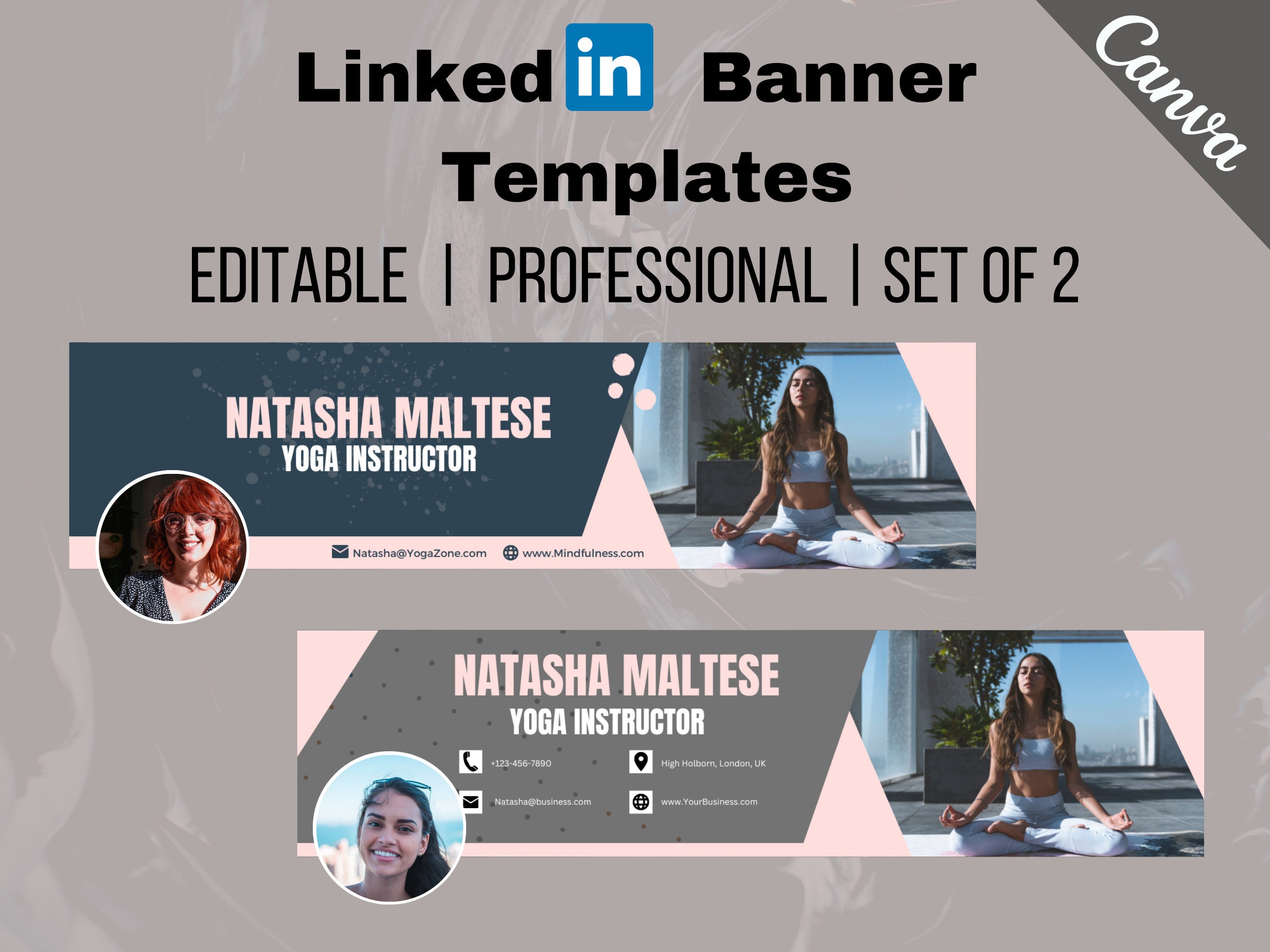 Editable Linkedin Banner Canva Template, Yoga Instructor, Linked In ...