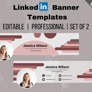 2 Professional Linkedin Banner Personalised Canva Template Linked in ...