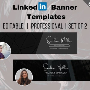 Editable Professional Linkedin Banner Canva Template Bundle, Edit in ...