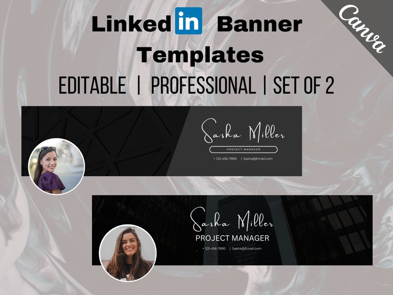Editable Professional Linkedin Banner Canva Template Bundle, Edit in ...