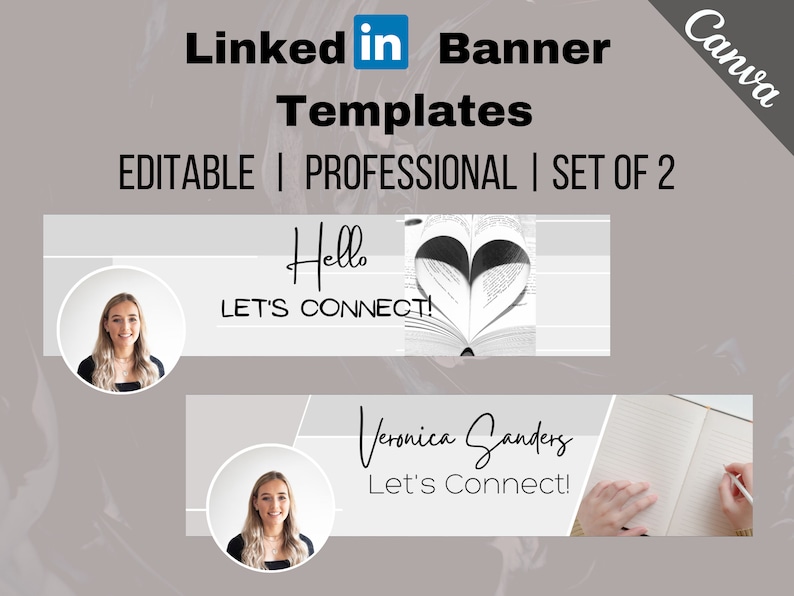 2 Professional Linkedin Banner Personalised Canva Template Linked in ...