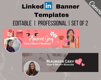 Linkedin Banner Canva Editable Template Linked In Pink - Etsy