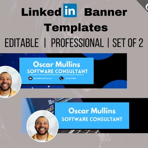 2 Professional Linkedin Banner Personalised Canva Template Linked in ...
