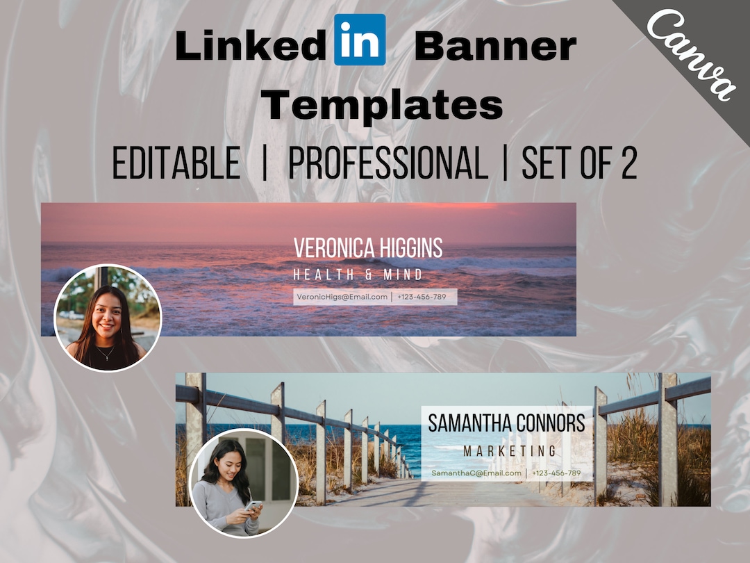 2 X Editable Linkedin Banners Canva Template, Linked In, Header ...