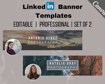 Editable Professional Linkedin Banner With Contact Info Canva - Etsy